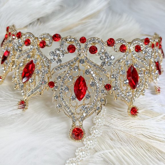 Handmade | Accessories | Red Tiara And Crown For Women Queen Of Heart ...